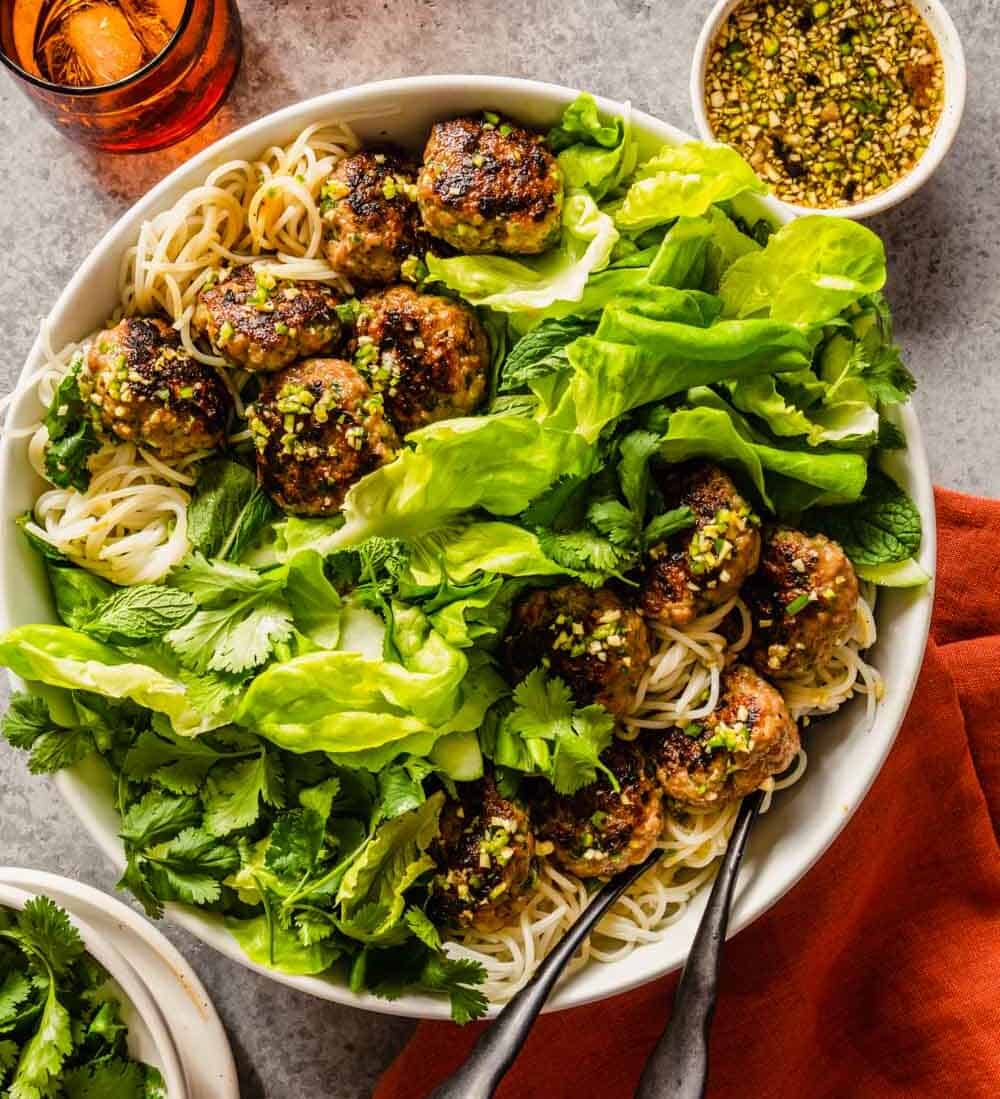 Bún Chả Salad – Vietnamese Pork Meatball & Noodle Salad
